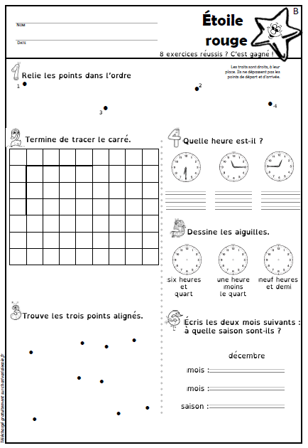 Les étoiles de géométrie et mesure pour les CE1-CE2 – Charivari à l'école